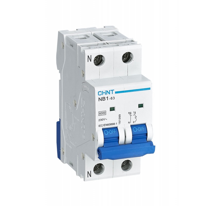 Interruttore magnetotermico CHINT 1P+N 16A 6kA Curva C 2M NB1-63/C16-1PN-6